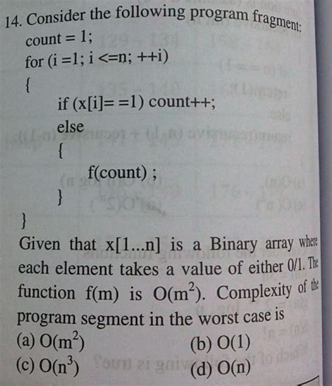 Algorithms Complexity Of The Following Program Segment