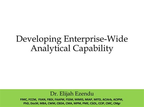 Developing Enterprise Wide Analytical Capability Ppt