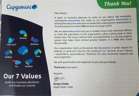 Narasimha Reddy Marri On Linkedin Thanks For The Honour Capgemini Sogeti