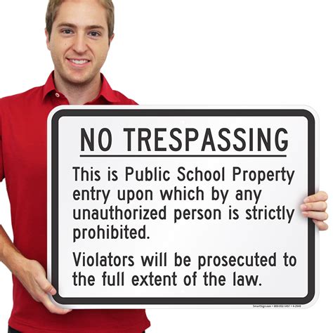 Public School Property Unauthorized Person Prohibited Sign Sku K 2949