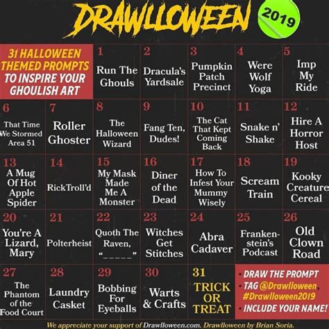 Get Ready For October Drawing Challenges Inktober Drawlloween