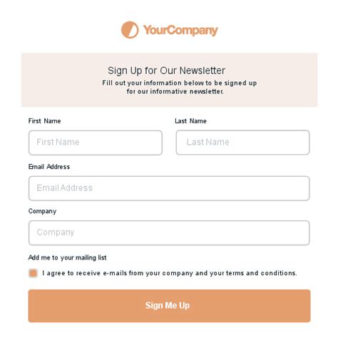 Newsletter Signup Form Template Automate Exports Formstack