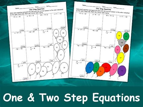 Solving One And Two Step Equations Color By Number Teaching Resources