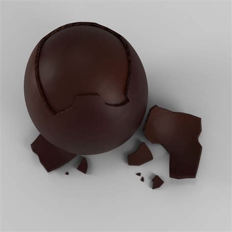 깨진 전체 다크 초콜릿 달걀 3d 모델 19 Max 3ds Fbx Unknown Obj Free3d