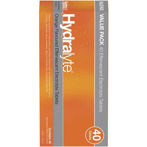 Hydralyte Effervescent Electrolyte Tablets Orange Flavoured 40 Tablets Big W