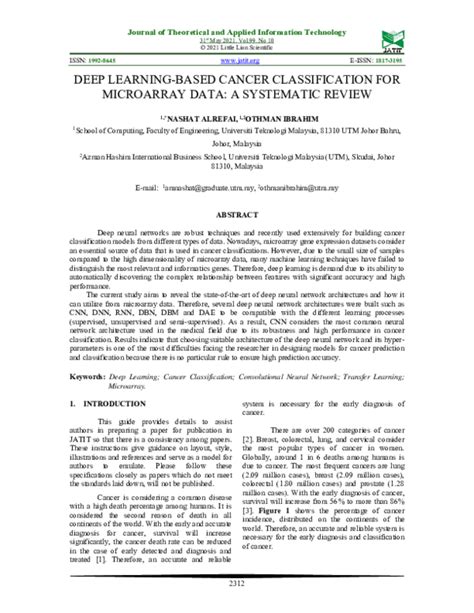 Pdf Deep Learning Based Cancer Classification For Microarray Data A