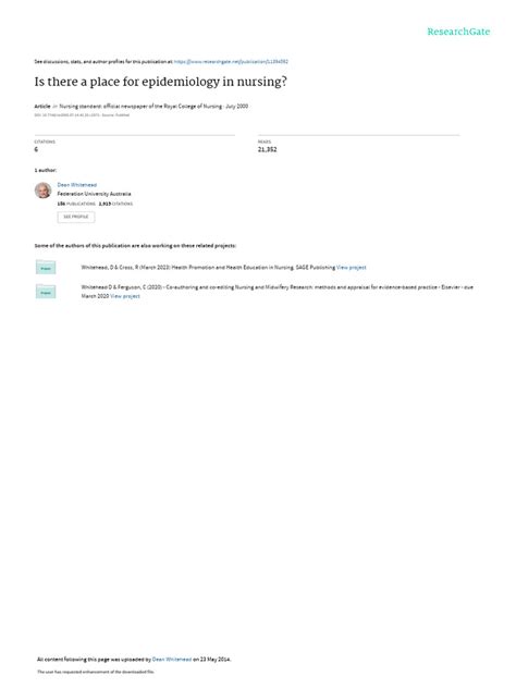 Use Of Epidemiology In Nursing Pdf Epidemiology Nursing