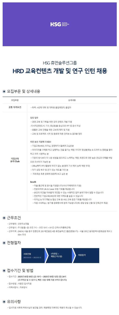 HRD 교육 컨텐츠 개발 및 연구 인턴 공모전 대외활동 링커리어