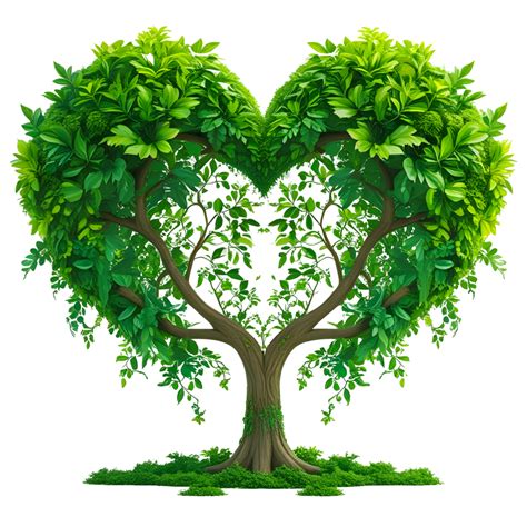 Heart Shaped Tree With Lush Green Foliage And Symmetrical Design Digital Art 54680008 PNG