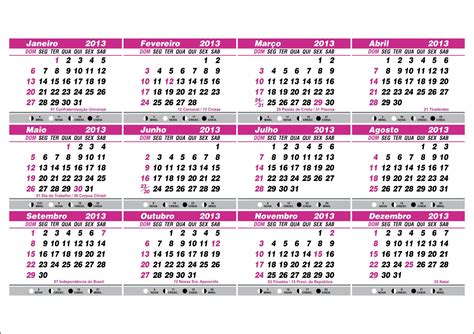 CalendÁrio 2013 Para Imprimir ~ Imagens Para Celular