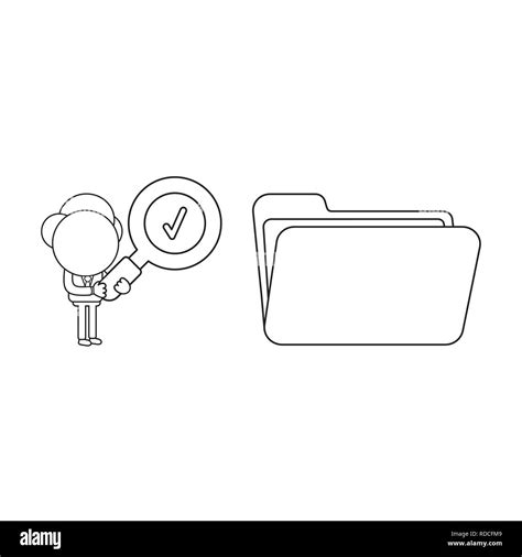 Vector Illustration Businessman Character Holding Magnifying Glass With