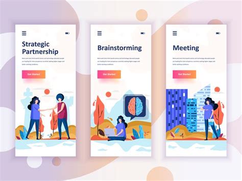 Set Of Onboarding Screens User Interface Kit For Partnership