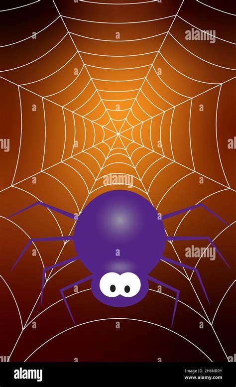 Halloween Concept Background With A Spider On Spider Web Vector