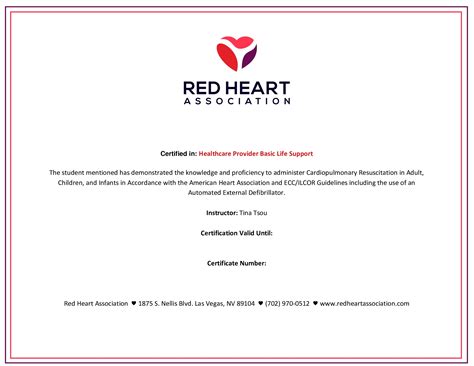 Bls Online Certificate Red Heart Association
