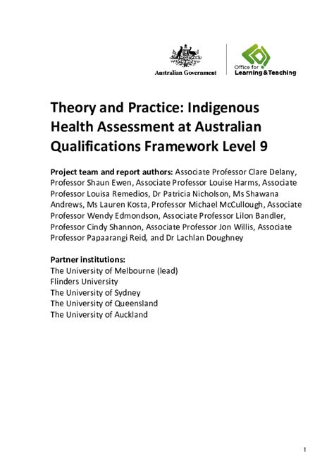 Pdf Theory And Practice Indigenous Health Assessment At Australian Qualifications Framework