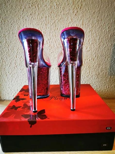 Pleaser Flamingo Pink Glitter Heelshold Up Nylon Stockings 15 Pics