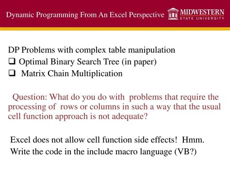 ppt dynamic programming from an excel perspective powerpoint