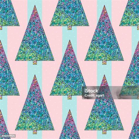 크리스마스 나무 패턴입니다 행복 한 새 해 완벽 한 배경입니다 세련 된 겨울 방학 벡터 벽지 종이 직물 디자인 직물 표면 포장에 대 한 텍스처 12월에 대한 스톡 벡터 아트