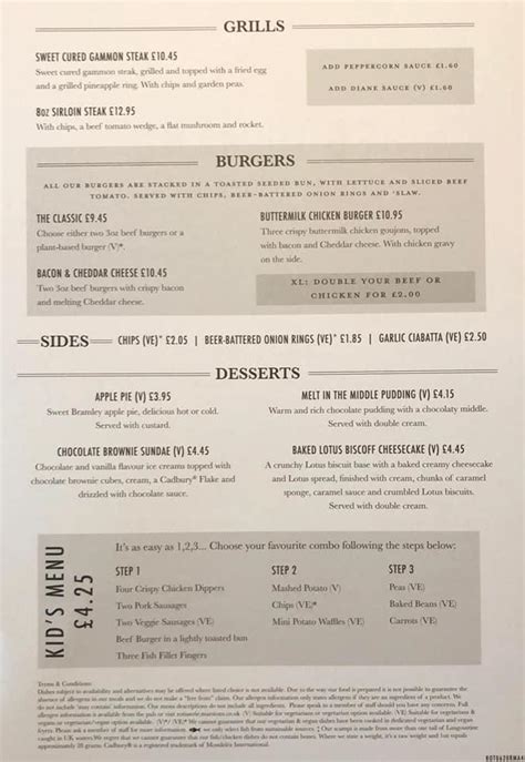 Menu At Copt Oak Pub And Bar Markfield