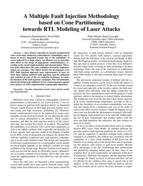 Pdf A Multiple Fault Injection Methodology Based On Cone Partitioning
