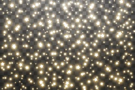 노란색 불꽃과 황금 별 반짝이 특수 조명 효과 벡터 투명 배경 크리스마스 추상 패턴 반짝이 마법의 먼지 입자 먼지 불꽃과 황금 별 빛 특수 빛 벡터 투명 뒷면에 반짝임