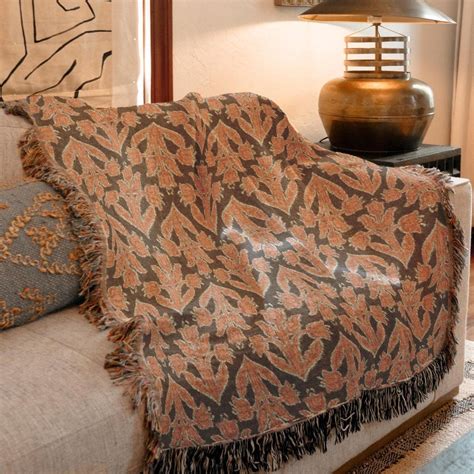 Floral Woven Throw Blanket Eclectic Wall Art Tapestry Mcm T