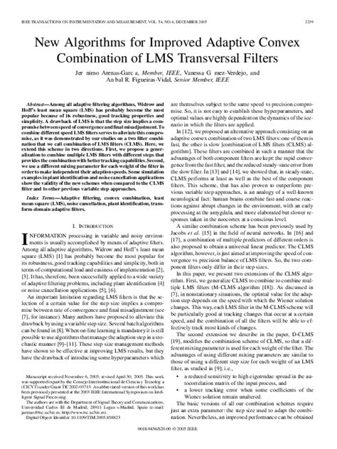 pdf new algorithms for improved adaptive convex combination of lms