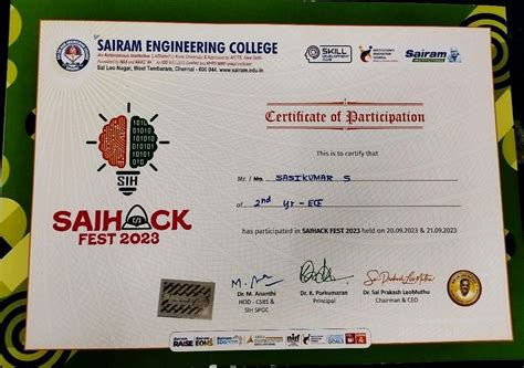Sasikumar S On Linkedin Hackathon Saihackfest2023 Innovation