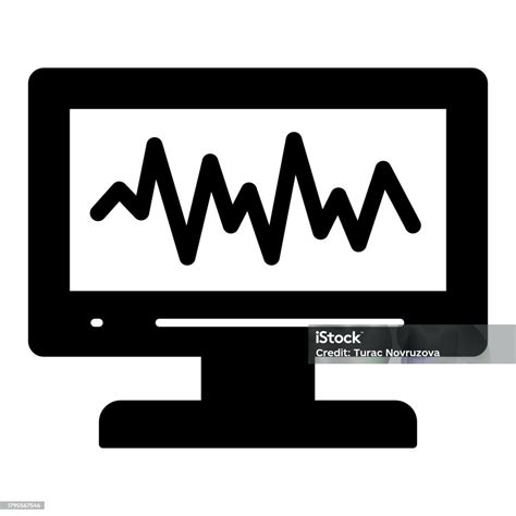 모니터의 사운드 레벨 솔리드 아이콘 사운드 디자인 개념 흰색 배경에 화면 벡터 기호의 음파 곡선 글리프 스타일 아이콘 모바일 개념 웹 디자인 벡터 그래픽 Mp3 플레이어에