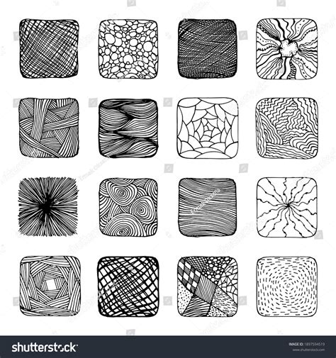 Sketch Hatching Patterns Collection Hand Drawn Stock Vector Royalty