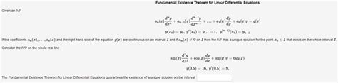 Solved Fundamental Existence Theorem For Linear Differential