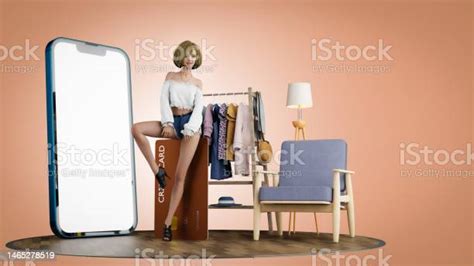 개인 실에서 신용 카드를 가진 젊은 아름다운 소녀 온라인 쇼핑 개념입니다 3d 그림 가득 찬에 대한 스톡 사진 및 기타 이미지 가득 찬 가방 가정의 방 Istock