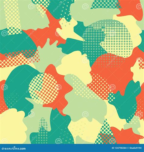 Modern Abstract Shapes Seamless Vector Background Turquoise Teal Green Yellow And Orange