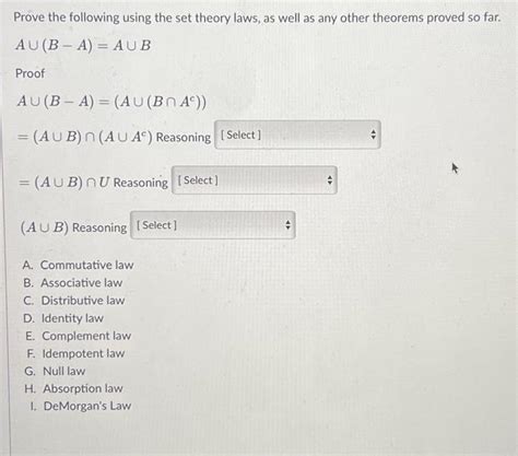 Solved Prove The Following Using The Set Theory Laws As Chegg