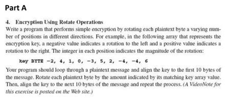 Part A 4 Encryption Using Rotate Operations Write A Chegg