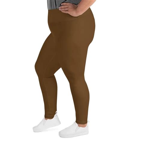 Dark Brown Long Tights Solid Color Print Womens Plus Size Best Quality Leggings Made In Usa