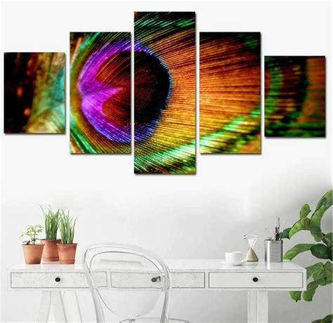 Colorful Peacock Feather Wall Art Canvas Decor Printing Ca Go Canvas