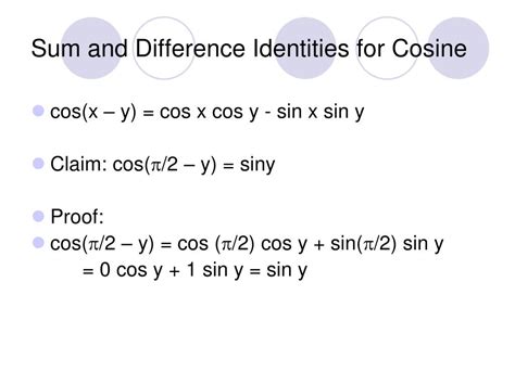 Ppt 4 3 Sum Difference And Cofunction Identities Powerpoint Presentation Id 5260693