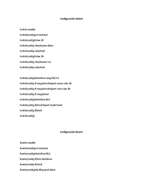 Ejemplo Configuracion Router Y Switch Pdf
