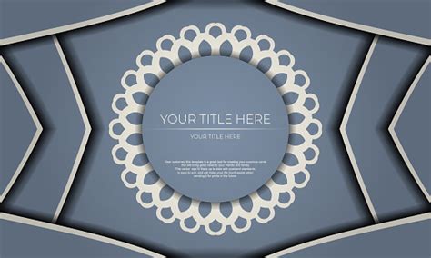 빈티지 패턴으로 인쇄 가능한 초대 장을 디자인하기 위한 템플릿 고급 장식과 텍스트에 대한 장소와 파란색 벡터 배너 0명에 대한