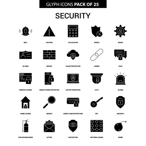 Security Glyph Vector Icon Set 14279274 Vector Art At Vecteezy