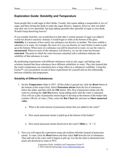 Solubility And Temperature Exploration Guide