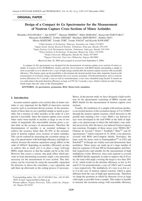 Pdf Design Of A Compact 4pi Ge Spectrometer For The Measurement Of Neutron Capture Cross