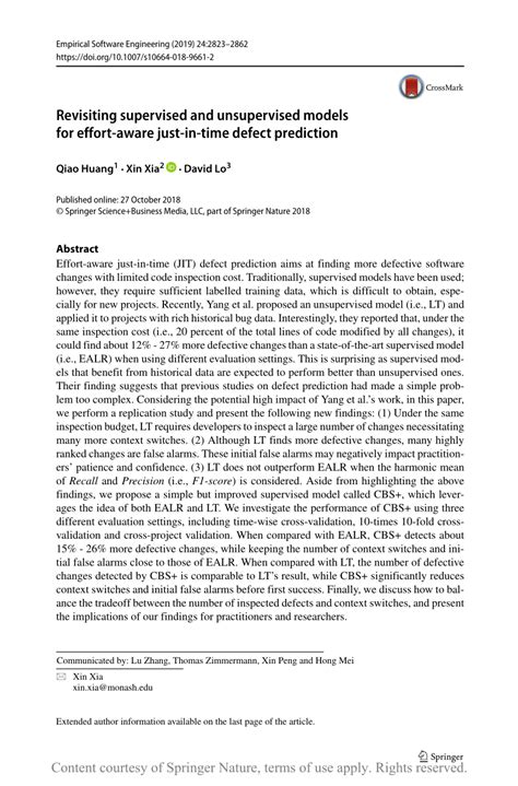 revisiting supervised and unsupervised models for effort aware just in