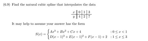 Solved 6 9 Find The Natural Cubic Spline That Interpolates