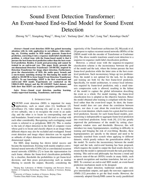 PDF Sound Event Detection Transformer An Event Based End To End Model For Sound Event Detection
