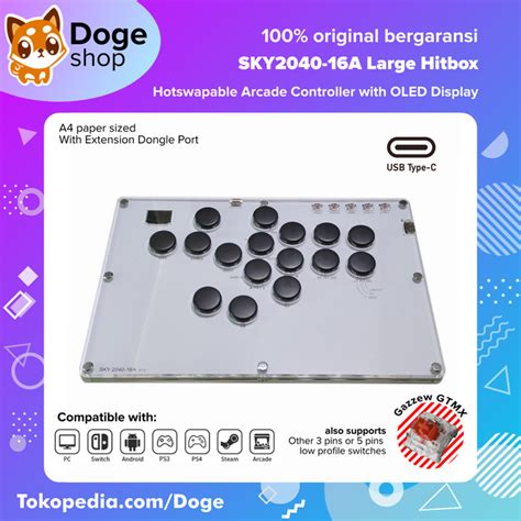 Jual Sky2040 16a Hitbox Large Flatbox Hotswapable Rgb Oled Fight Arcade Stick Sky2040 16a Sky