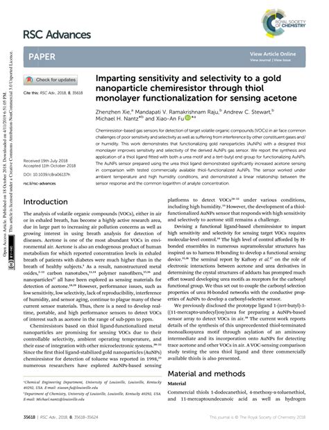 Pdf Imparting Sensitivity And Selectivity To A Gold Nanoparticle