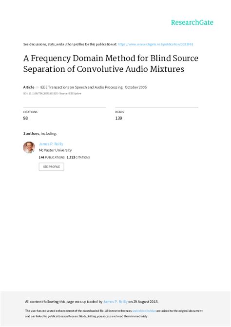 Pdf A Frequency Domain Method For Blind Source Separation Of