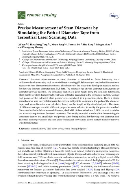 Pdf Precise Measurement Of Stem Diameter By Simulating The Path Of Diameter Tape From